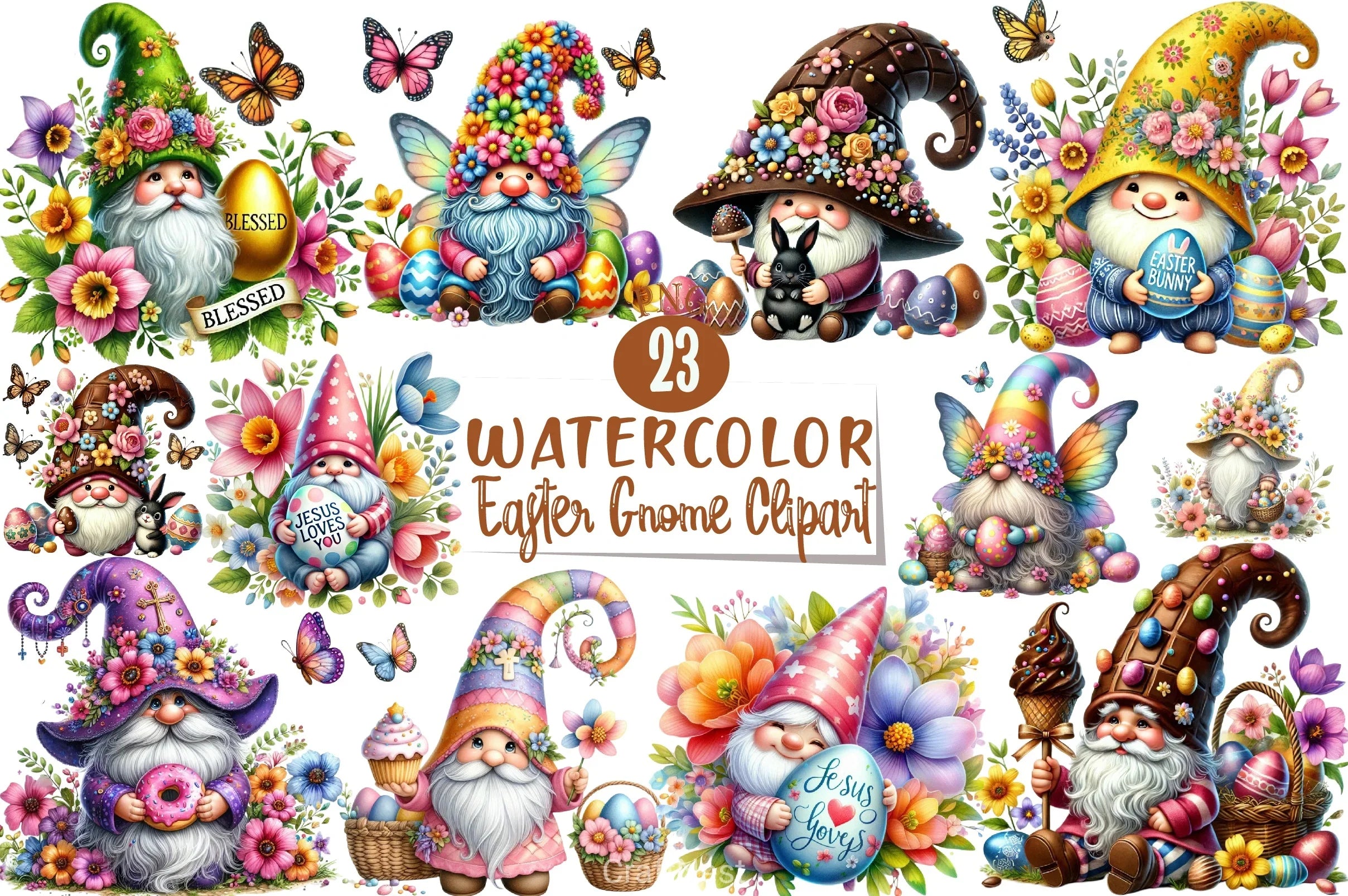 Easter Gnome Clipart Bundle