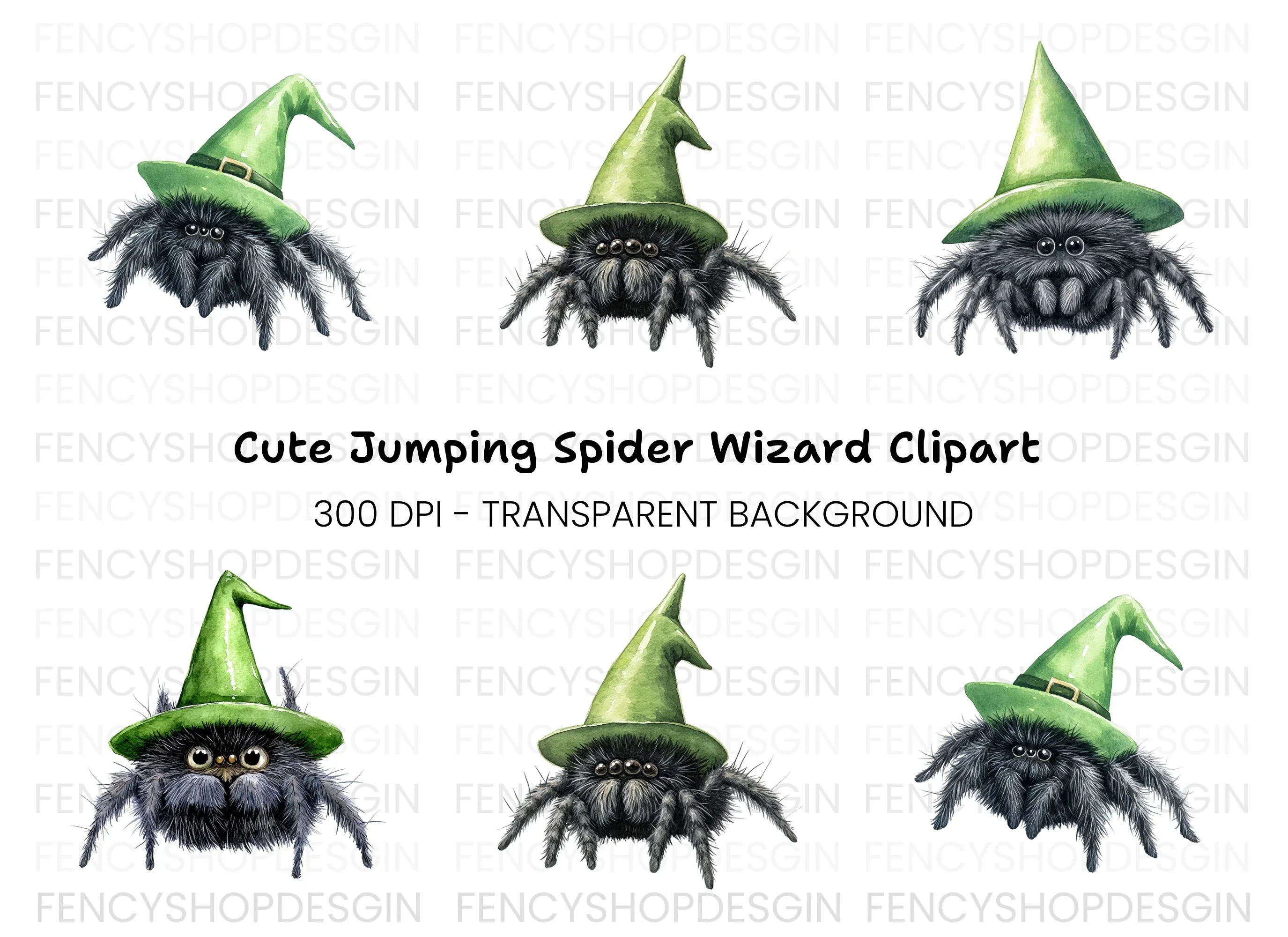 Cute Spider Witch Hat Halloween Clipart Bundle