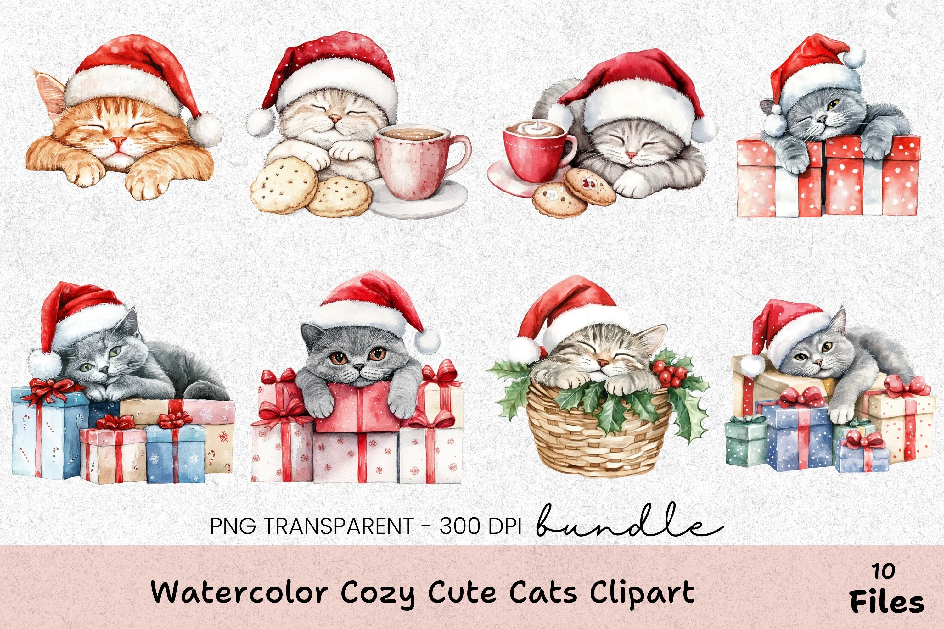 Cozy Cute Cats Clipart Bundle