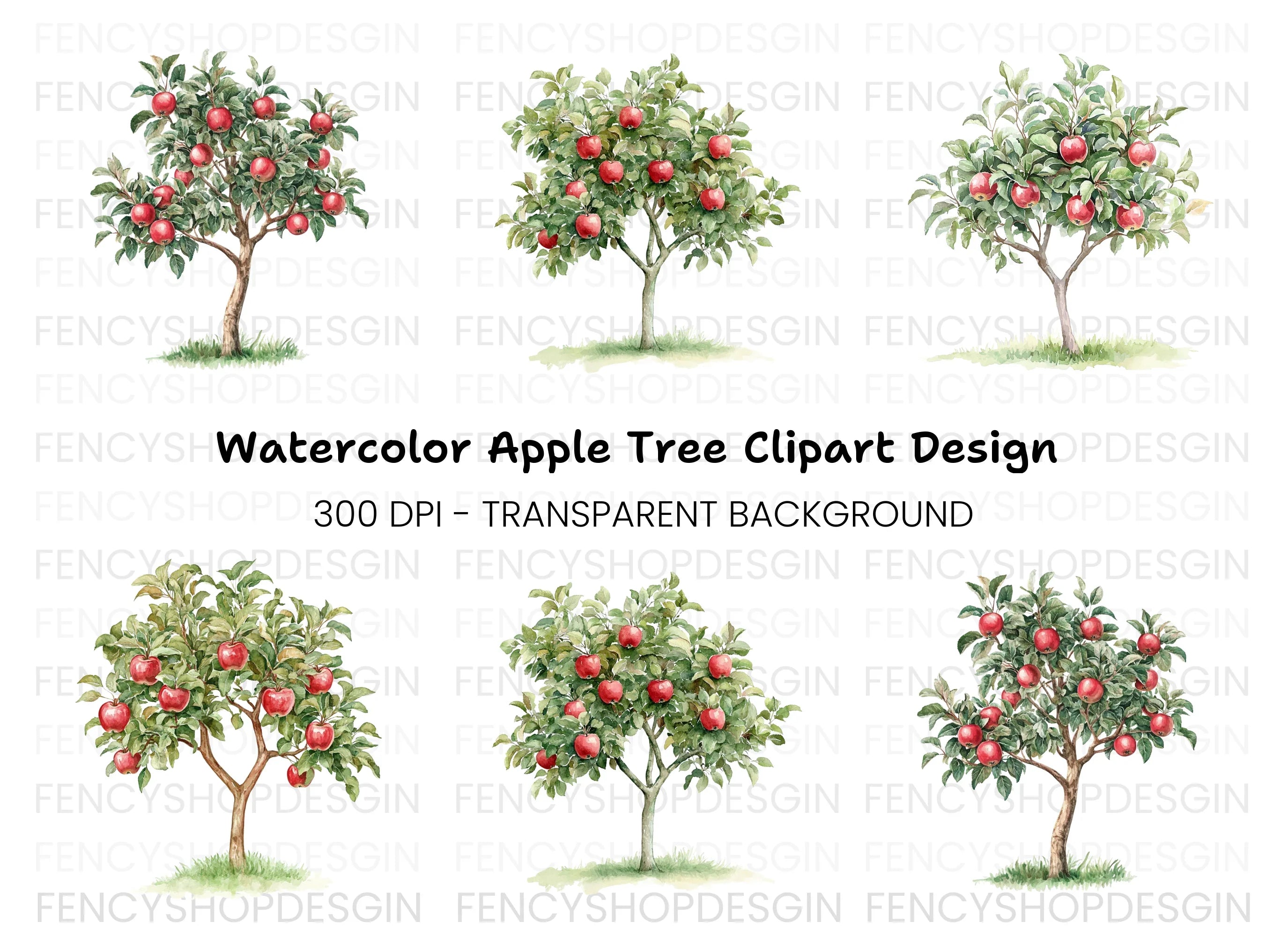 Red Apple Orchard Clipart Bundle