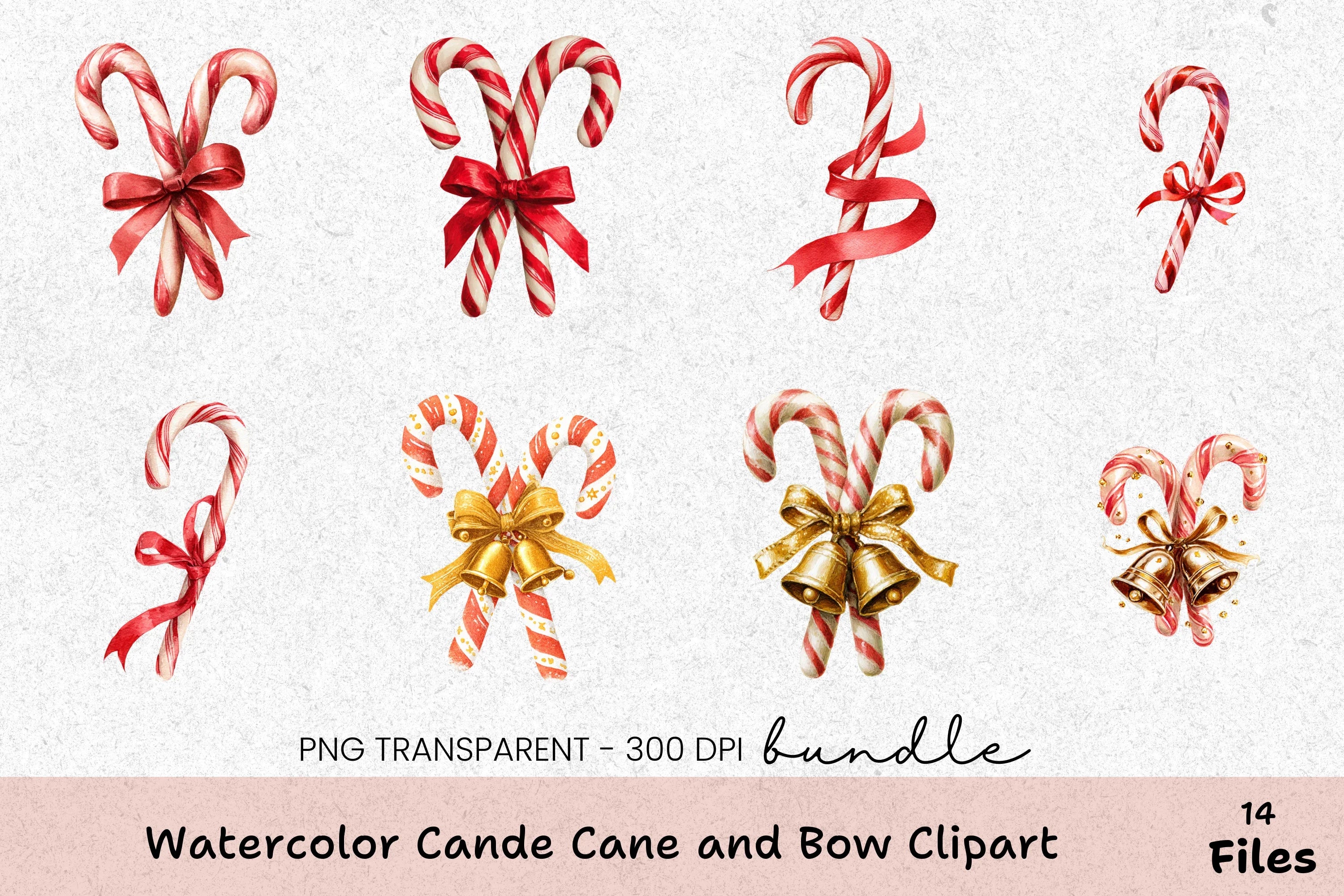 Candy Cane and Bow Clipart Bundle