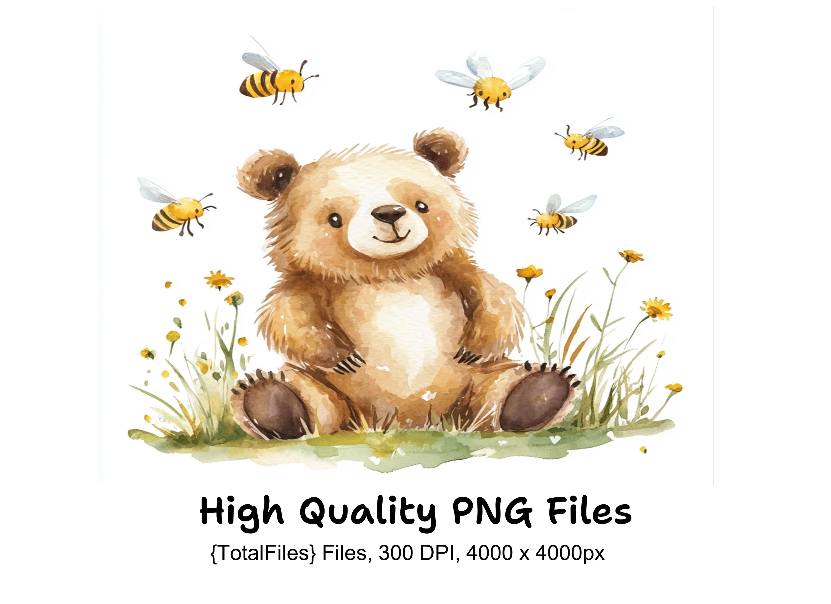 Cute Bear Bee Clipart Bundle