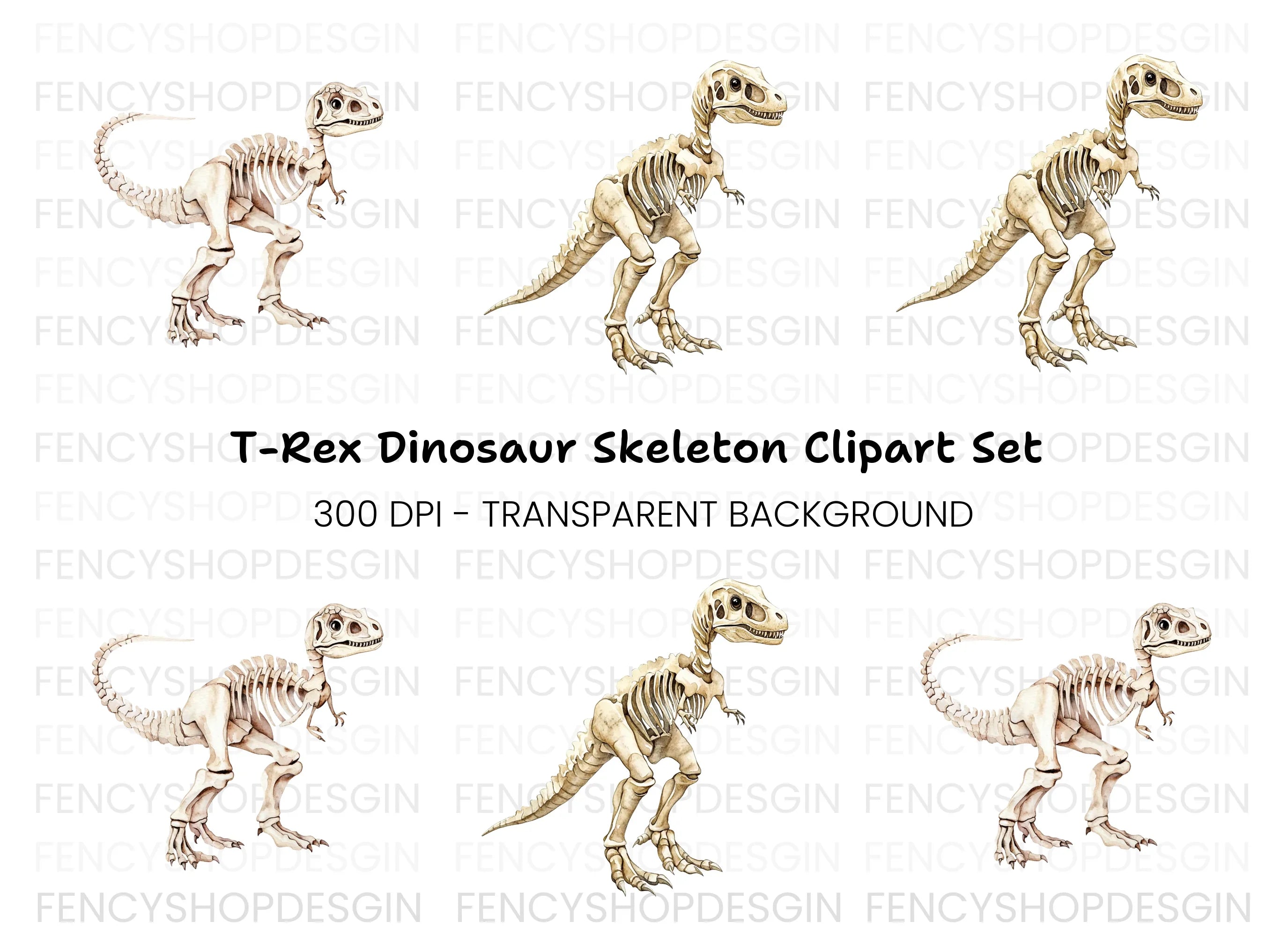 Dinosaur Skeleton Clipart Bundle