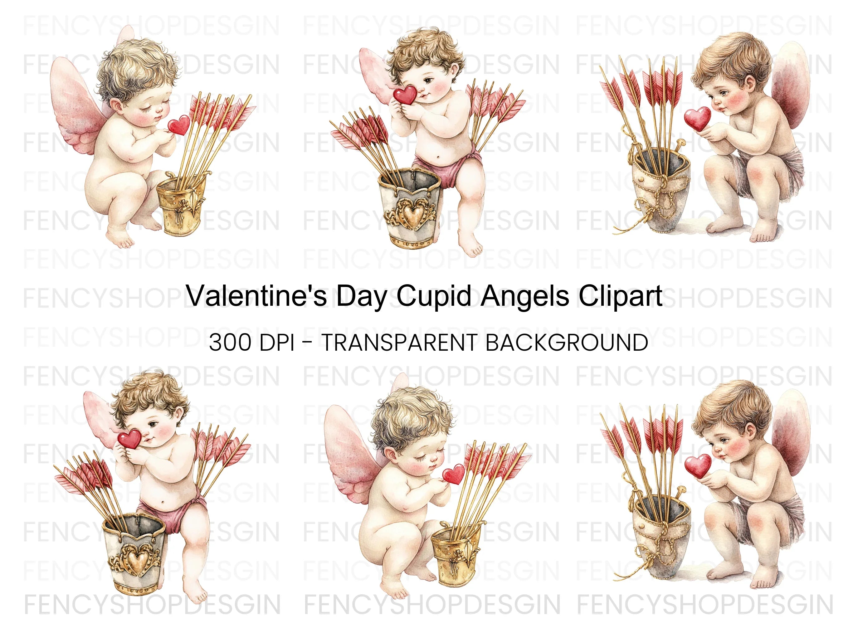 Cute Cupid Valentine Day Clipart Bundle