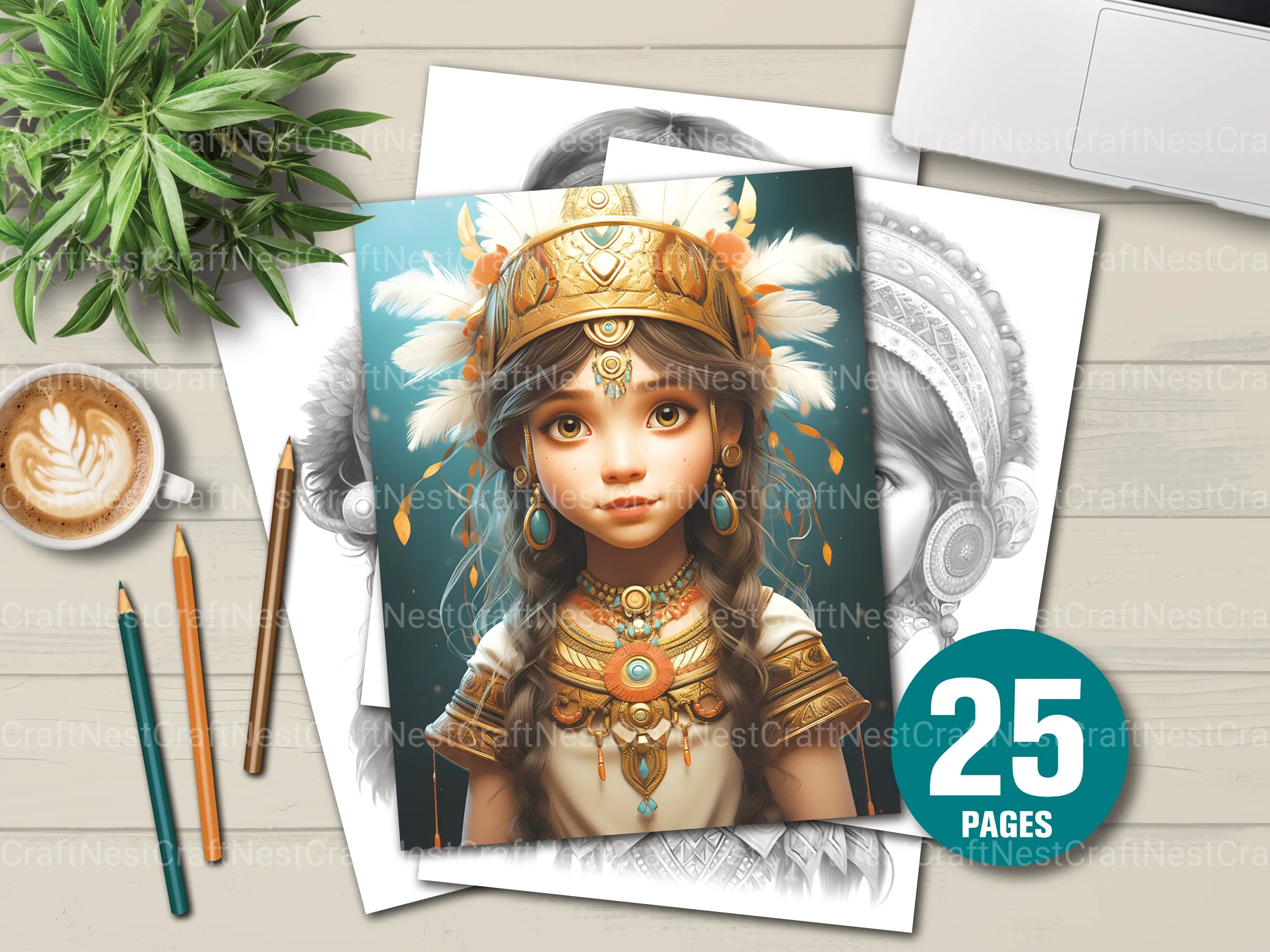 Inca Girls Coloring Book
