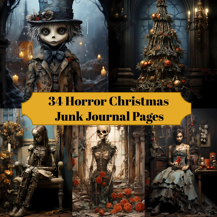 Horror Christmas Junk Journal Pages