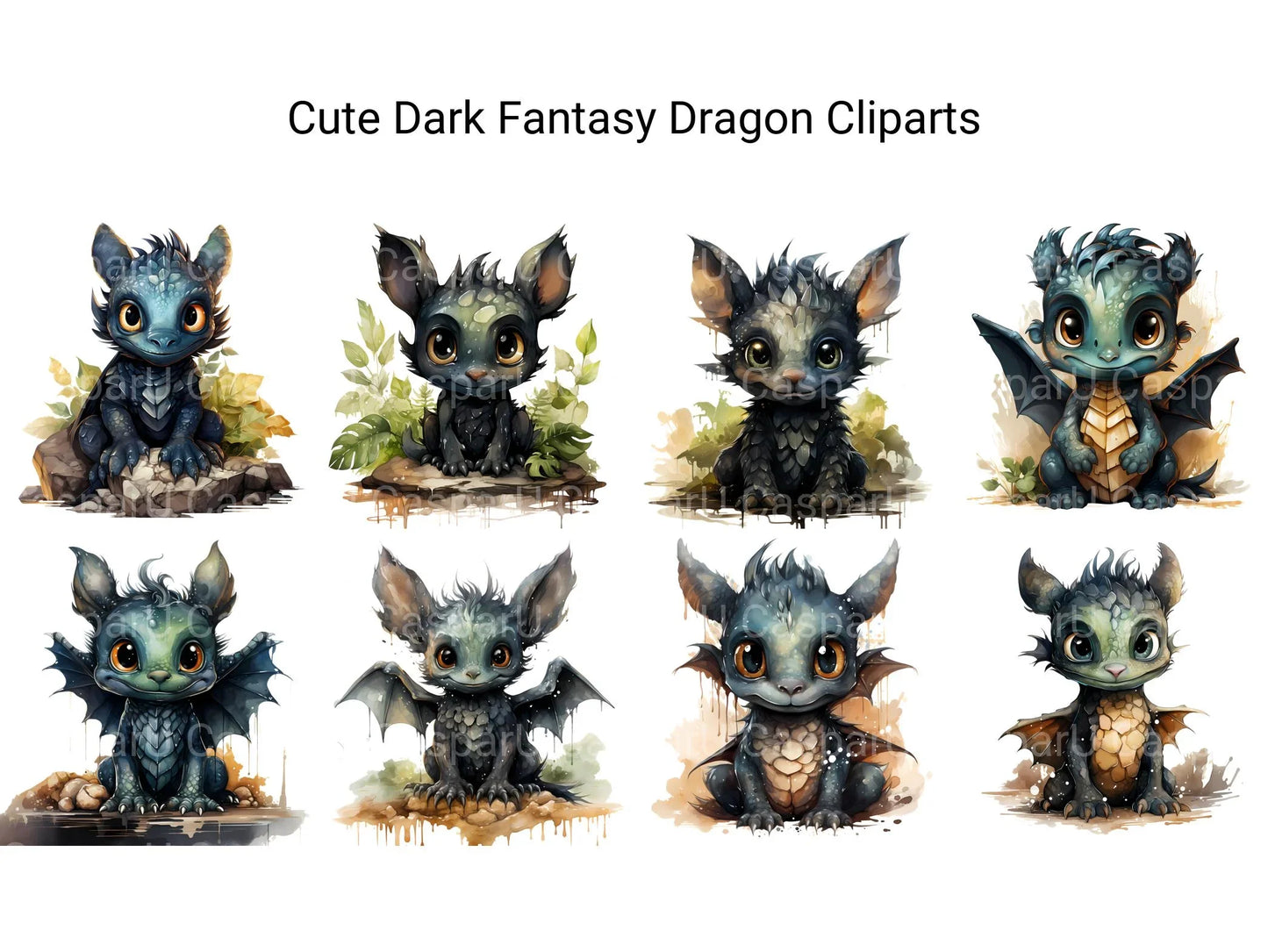 Cute Dark Fantasy Dragon Clipart