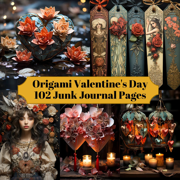 Origami Valentine's Day Junk Journal Pages