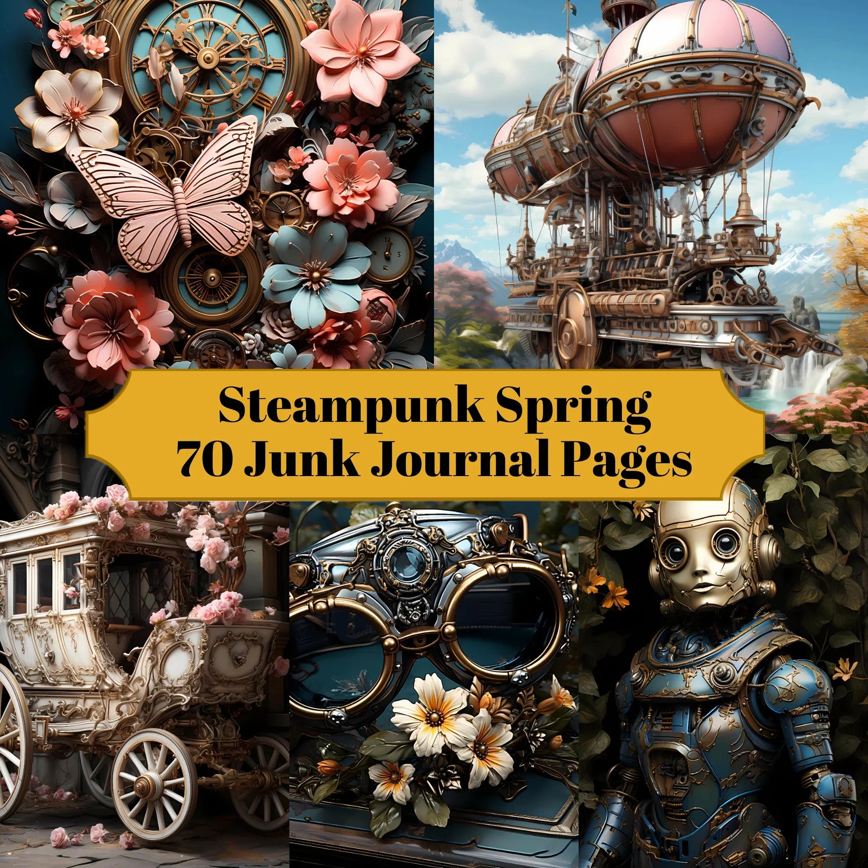 Steampunk Spring Junk Journal Pages