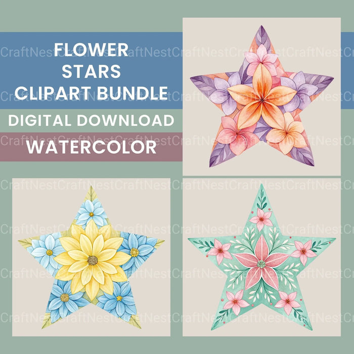 Flower Star Clipart Bundle
