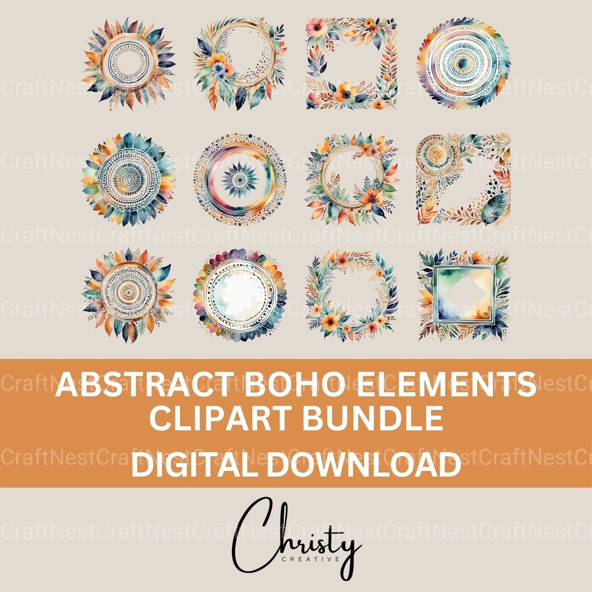Abstract Boho Clipart Bundle