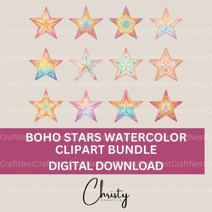 Boho Stars Clipart Bundle