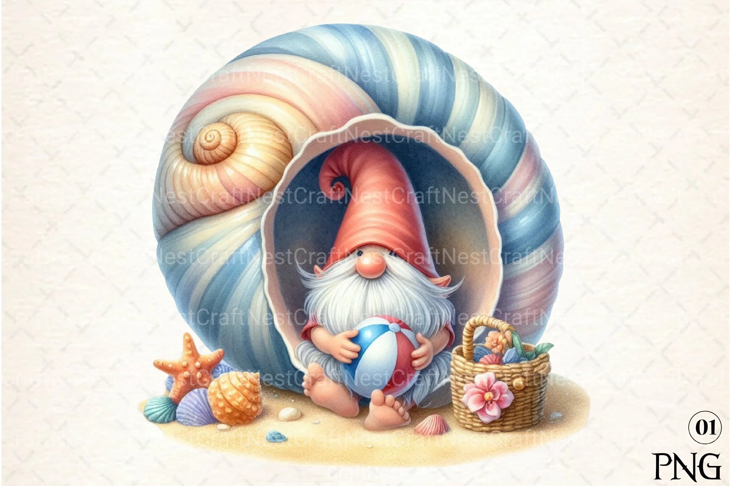 Seashell Gnome Clipart Bundle