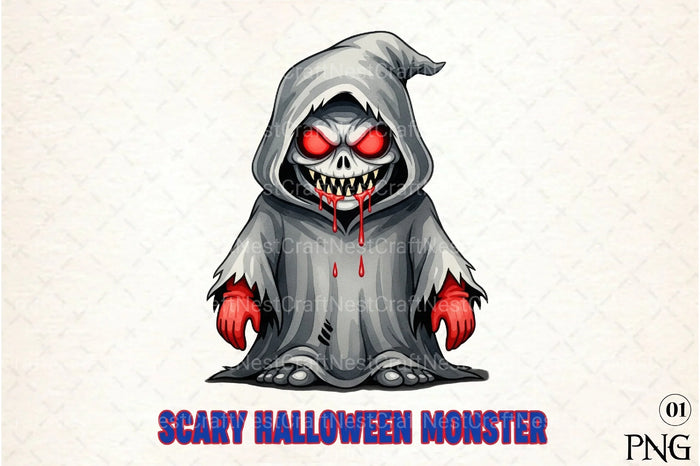 Scary Halloween Monster Clipart Bundle