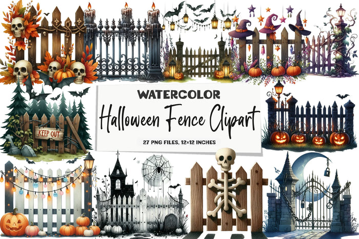 Halloween Fence Clipart Bundle