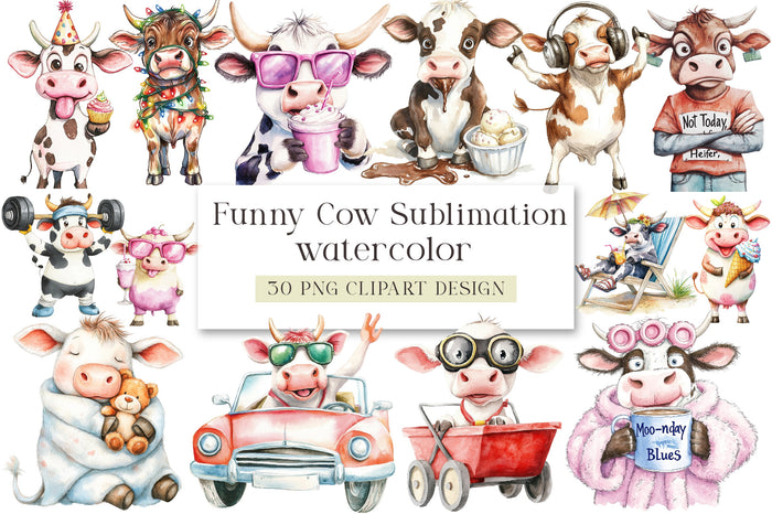 Funny Cow Clipart Bundle