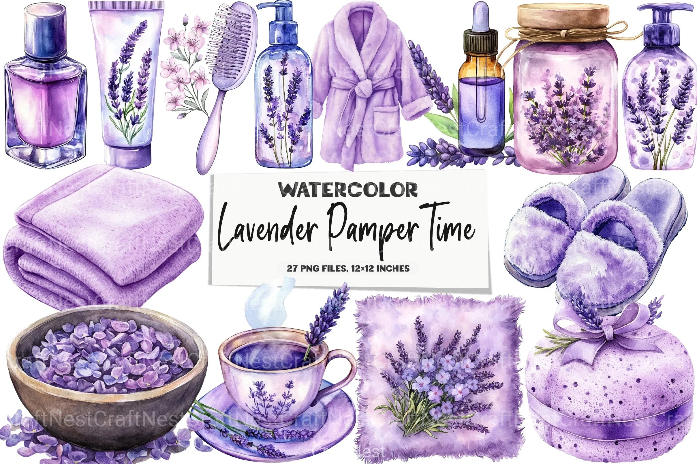 Lavender Pamper Time Clipart Bundle