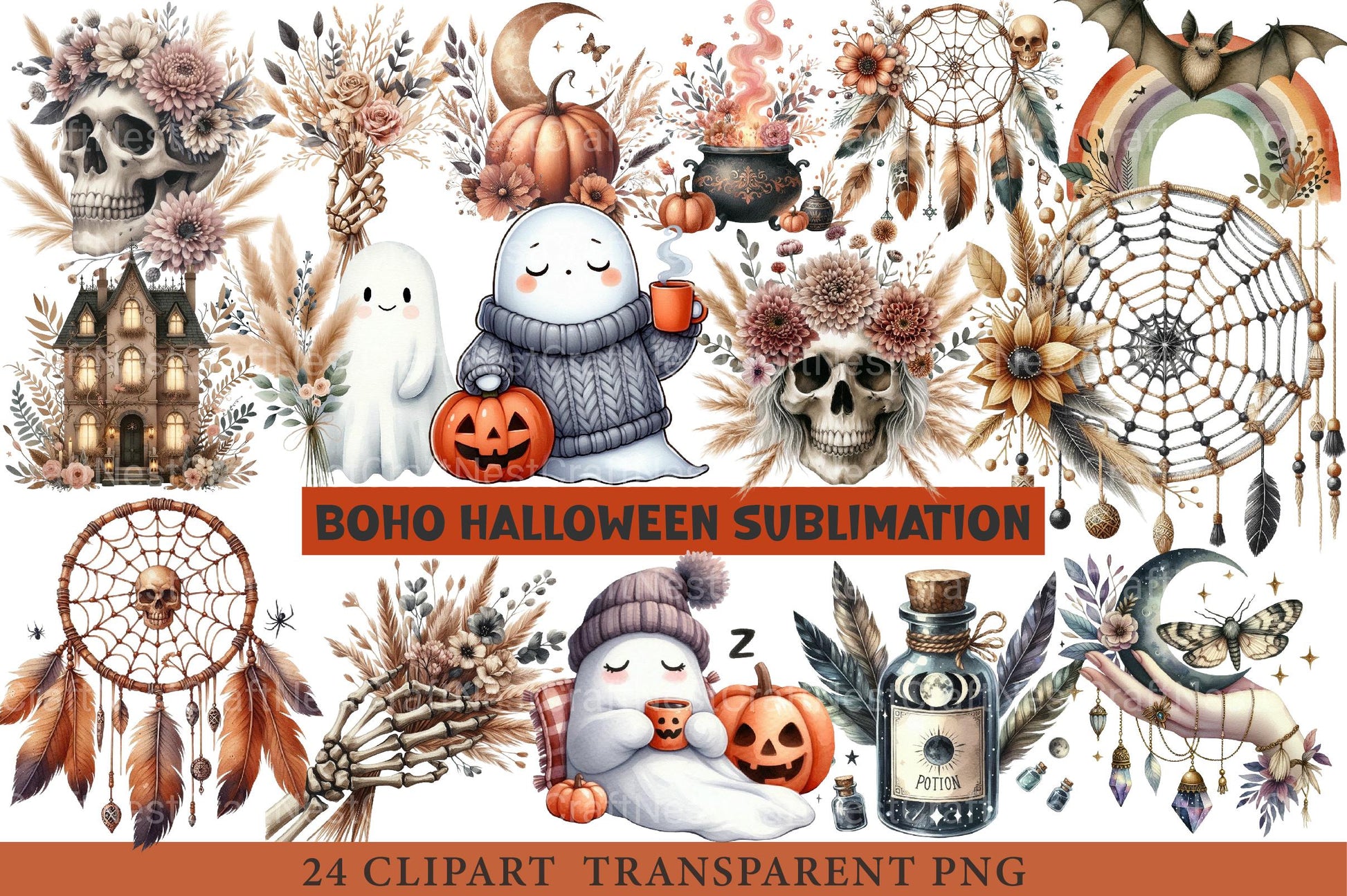 Boho Halloween Clipart