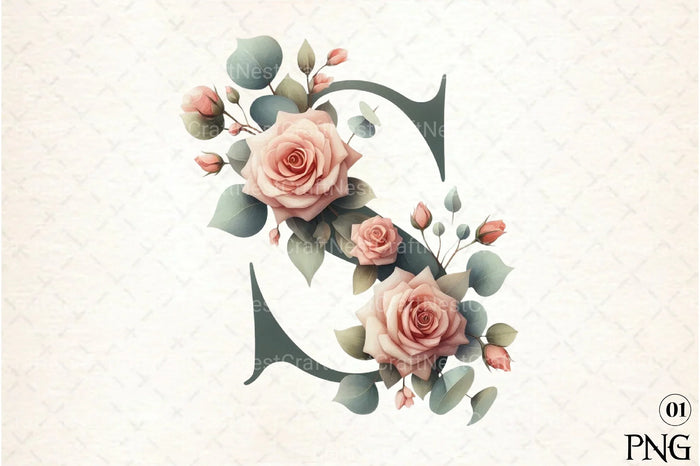 Floral Alphabet Clipart Bundle