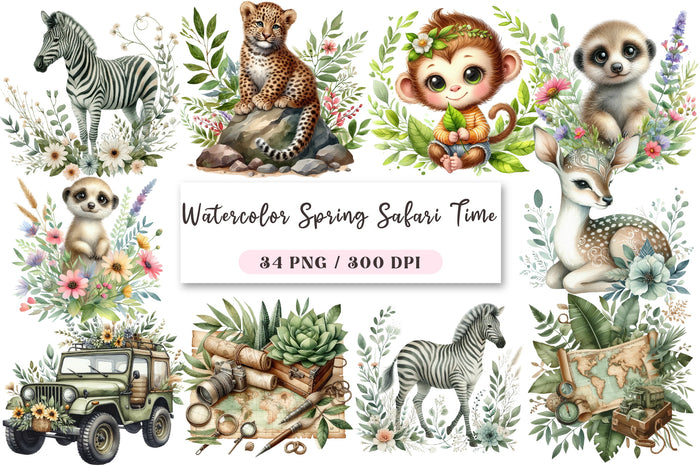 Spring Safari Clipart Bundle