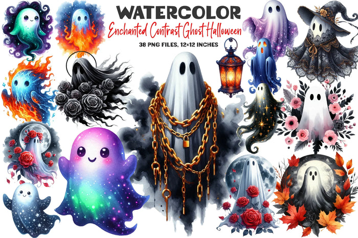 Enchanted Ghost Halloween Clipart Bundle