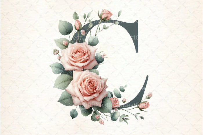Floral Alphabet Clipart Bundle