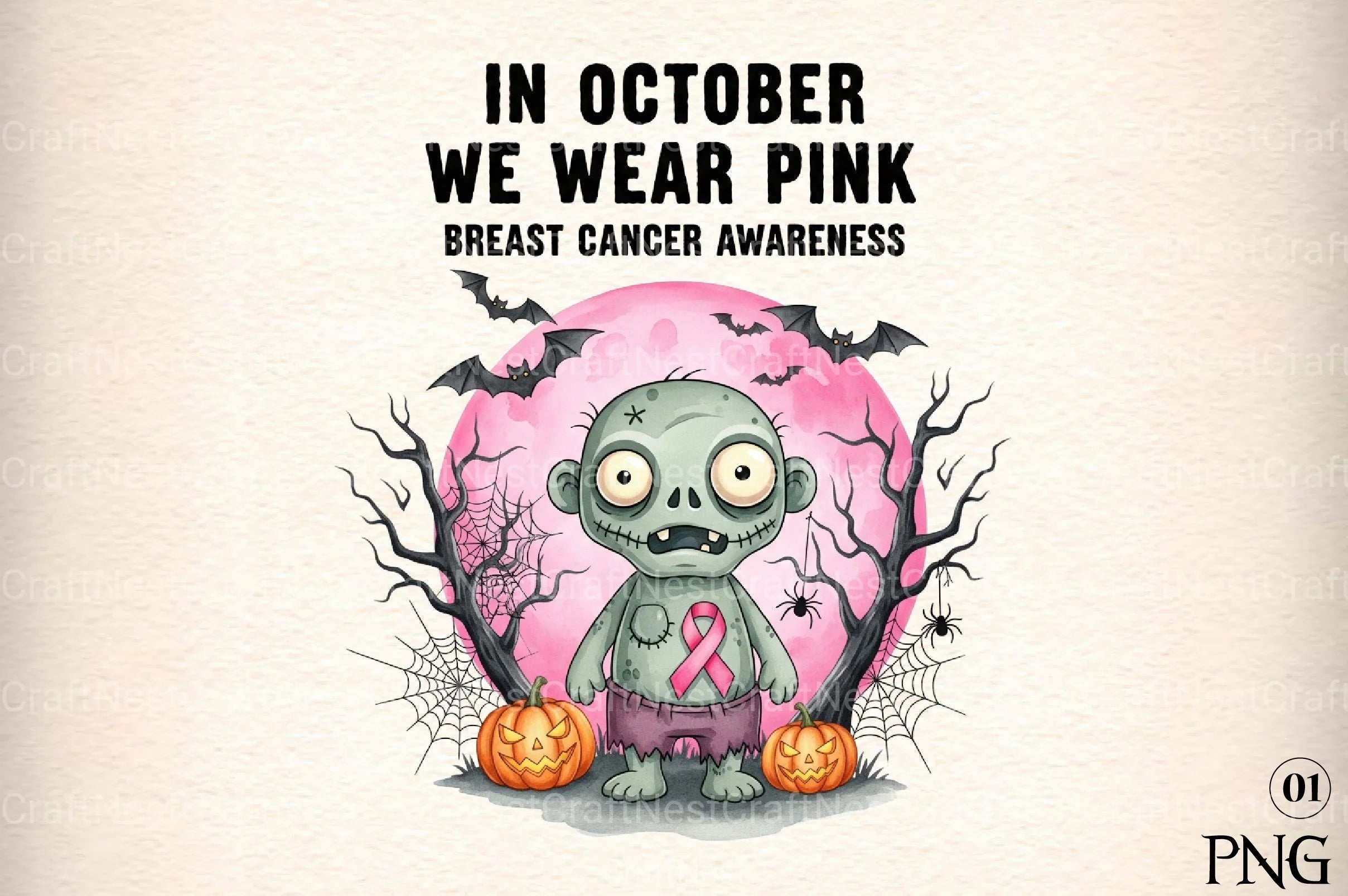 Halloween Breast Cancer Clipart Bundle