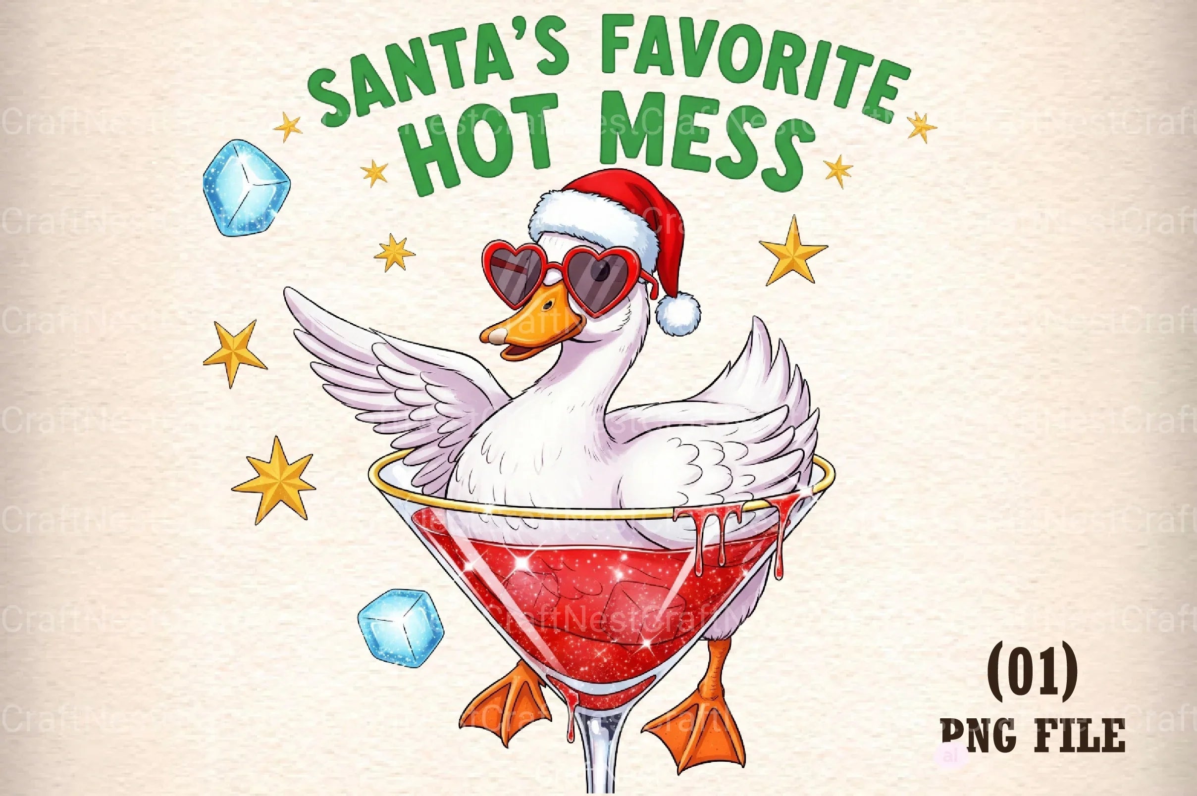 Santa's Hot Mess Christmas Drink Clipart Bundle