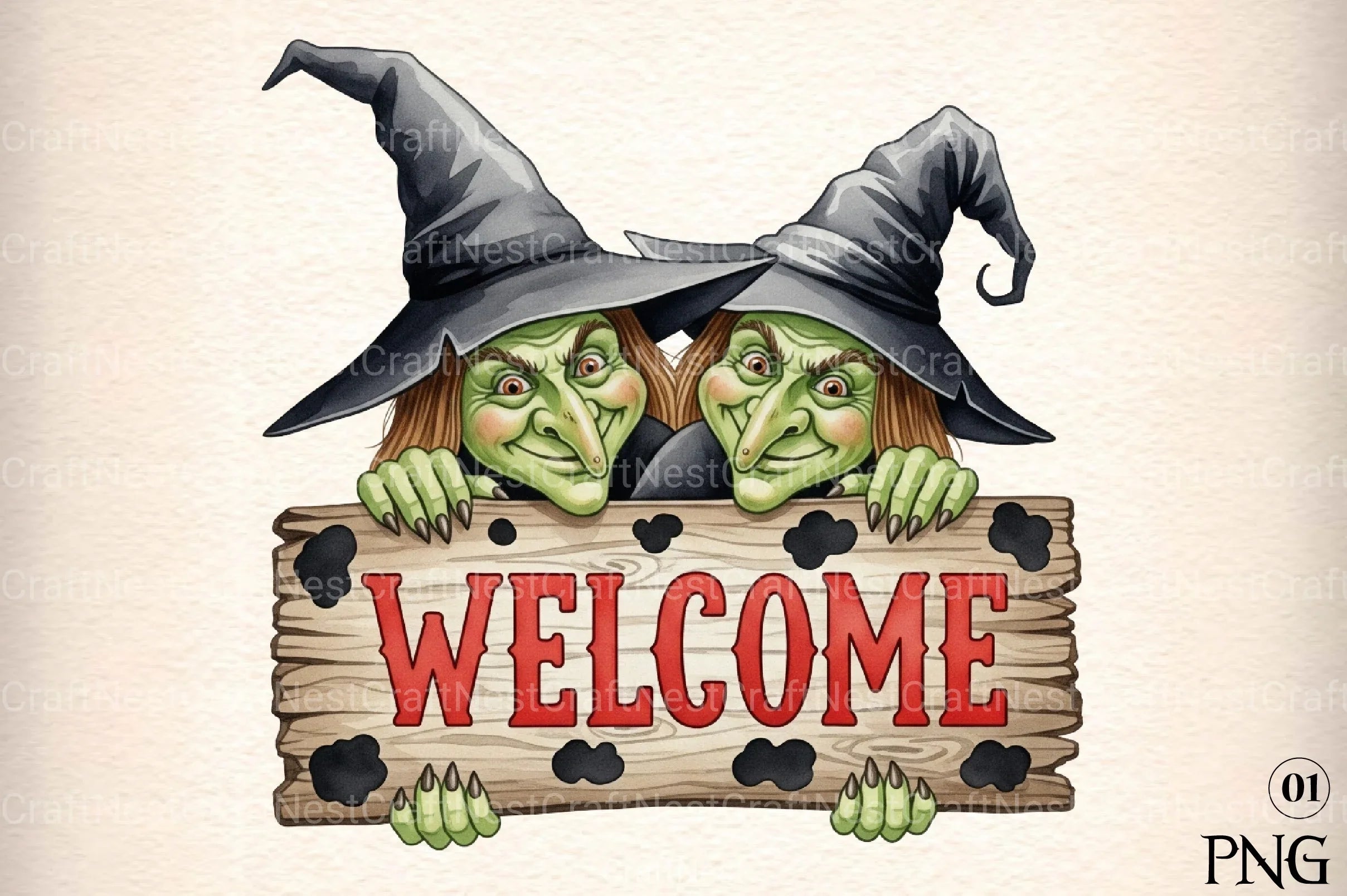 Witches Welcome Illustration Art Clipart Bundle