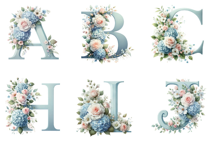 Floral Letter Clipart Bundle