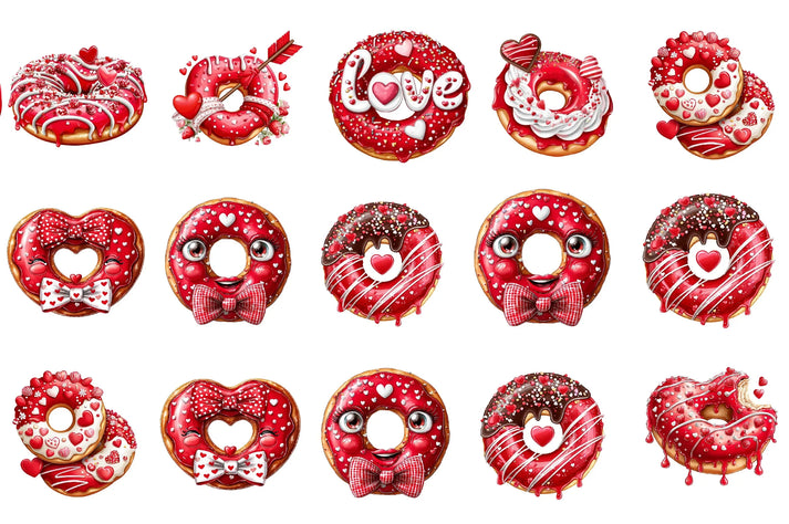 Valentine Donut Clipart Bundle