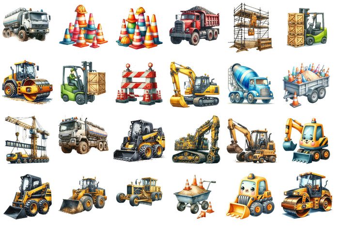 Construction Vehicles Clipart Bundle