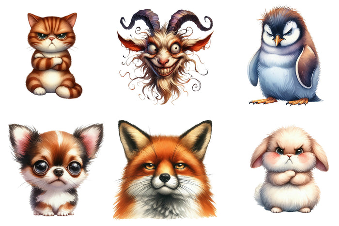Grumpy Animals Clipart Bundle