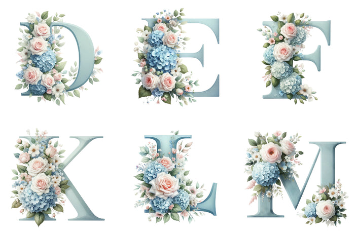 Floral Letter Clipart Bundle