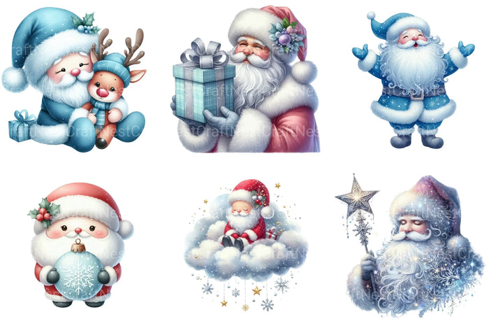 Blue Santa Claus Clipart Bundle