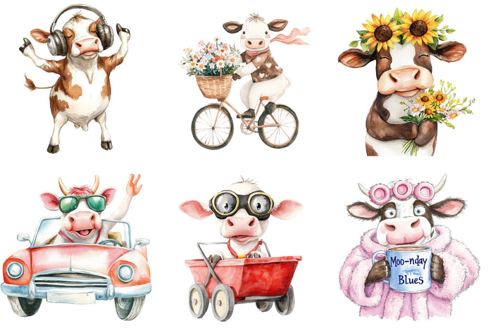 Funny Cow Clipart Bundle