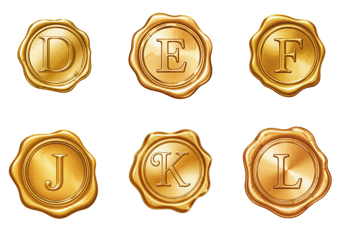 Gold Wax Stamp Letter Clipart Bundle