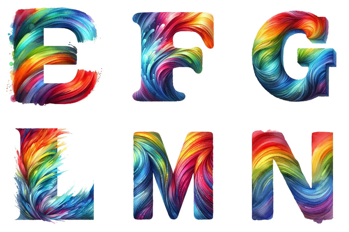 Paint Brush Letters Alphabet Clipart Bundle