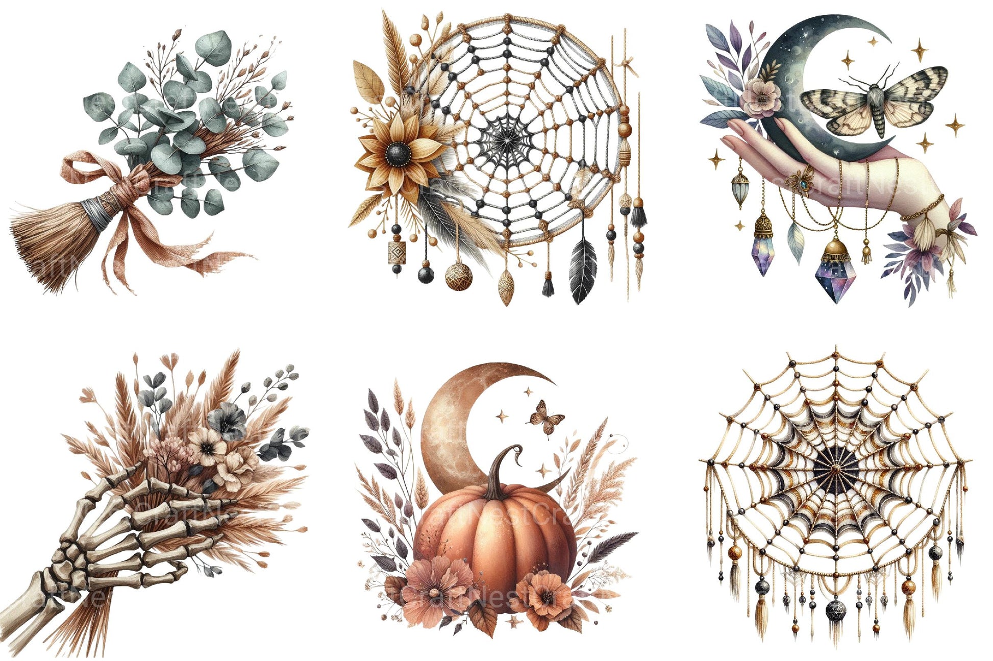 Boho Halloween Clipart