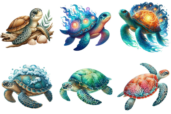 Beautiful Sea Turtles Clipart Bundle