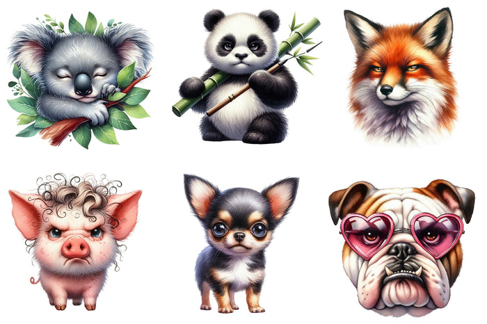 Grumpy Animals Clipart Bundle