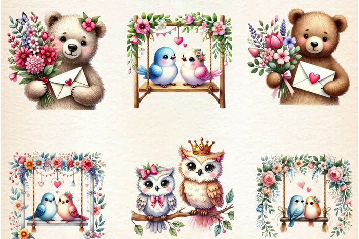 Valentine Animal Clipart Bundle