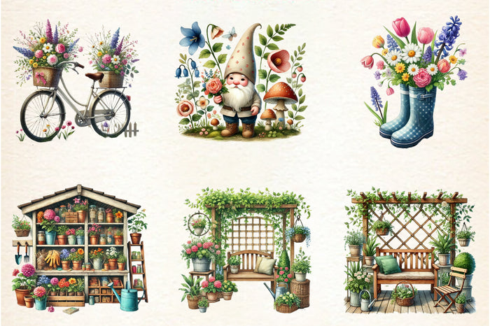 Spring Garden Clipart Bundle