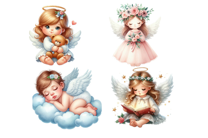 Cute Angel Girl Clipart Bundle