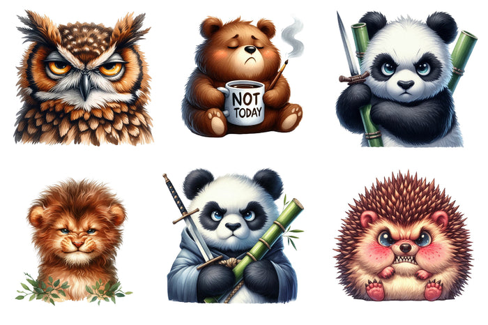 Grumpy Animals Clipart Bundle