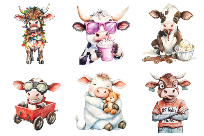 Funny Cow Clipart Bundle