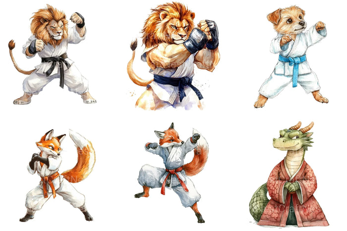 Martial Arts Animals Clipart Bundle