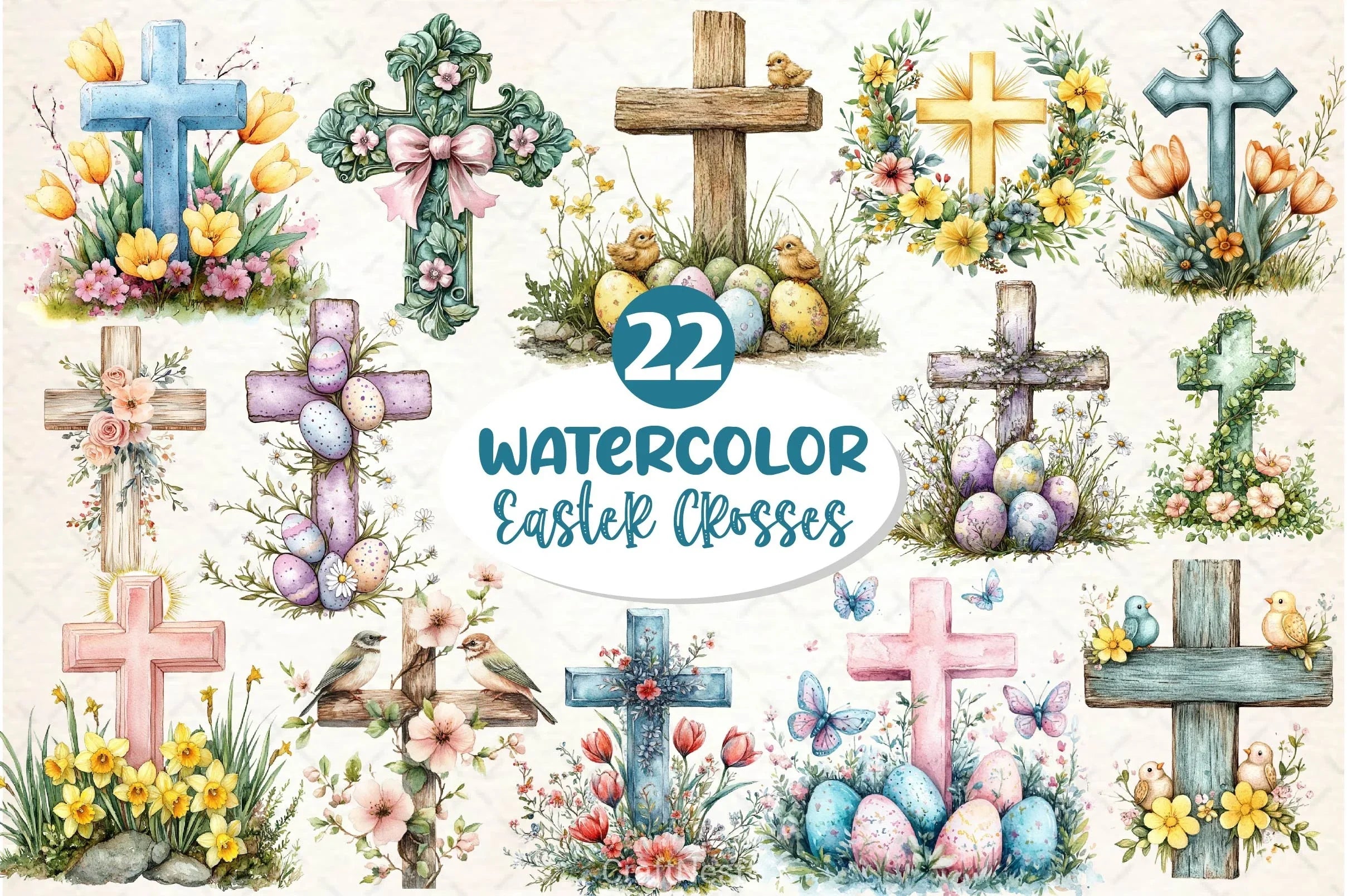 Easter Crosses Clipart Bundle