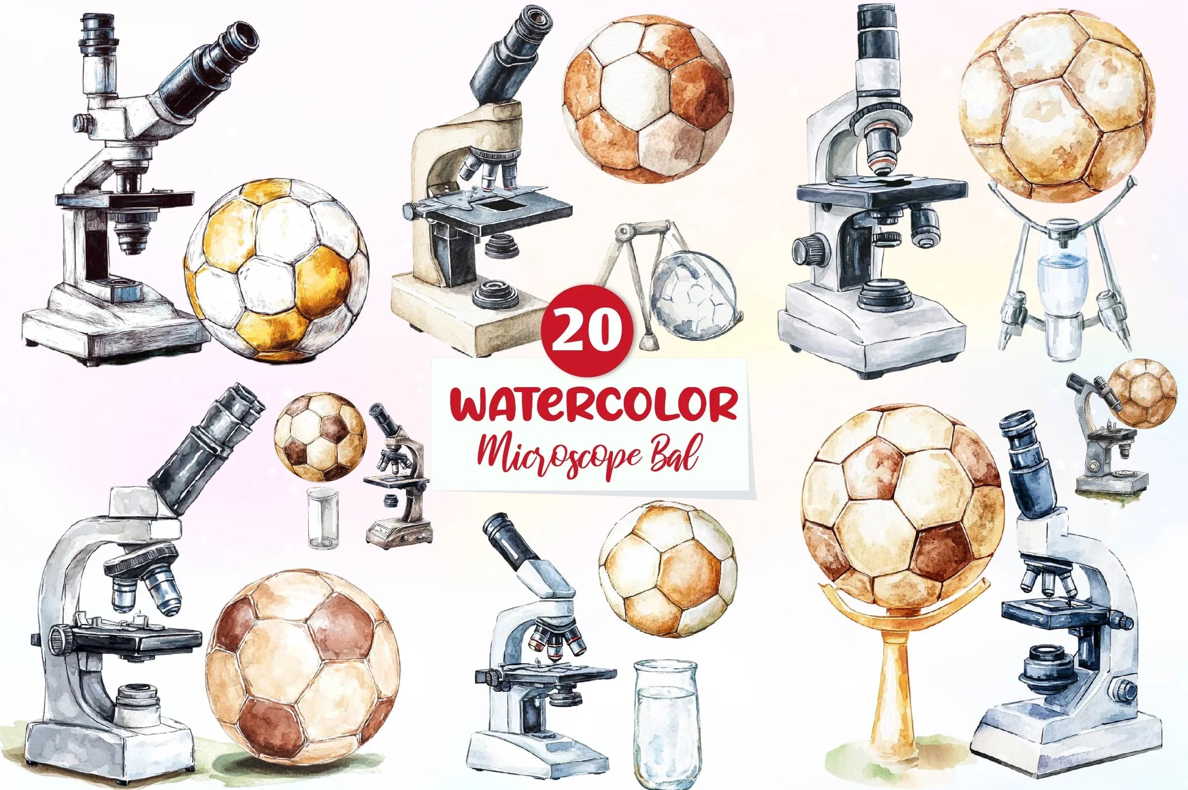 Microscope Ball Clipart Bundle