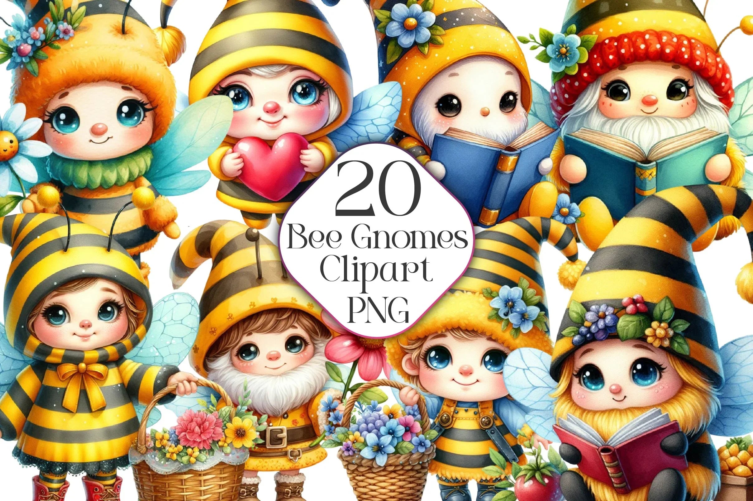 Bee Gnomes Clipart Bundle